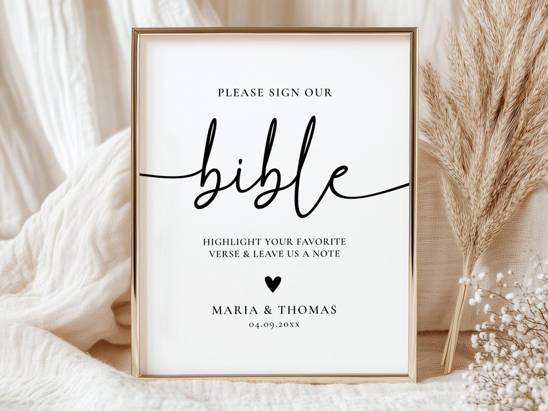 Wedding Bible Guestbook Sign, Please Sign Our Bible Guestbook Sign ...