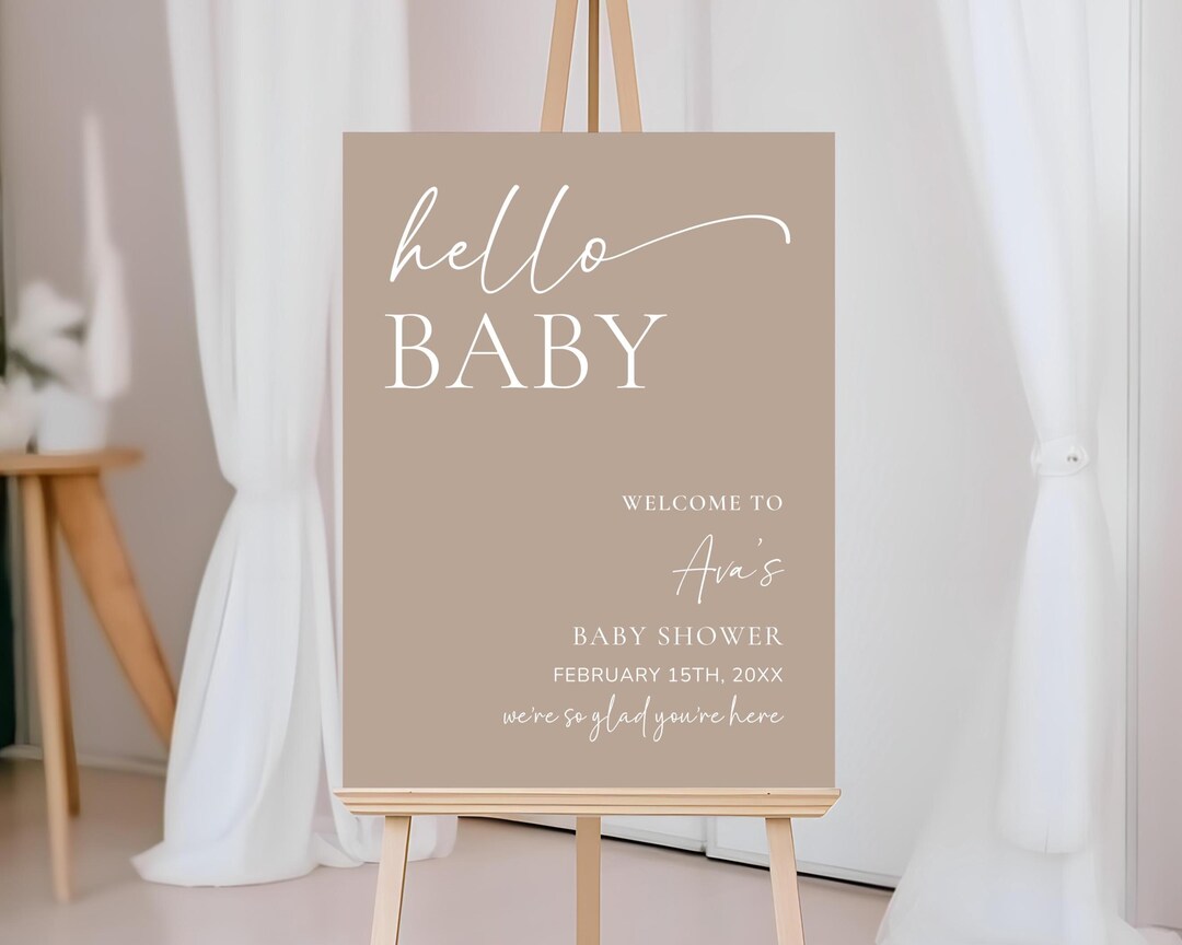 Neutral Baby Shower Welcome Sign, Hello Baby Welcome Sign, Editable and ...