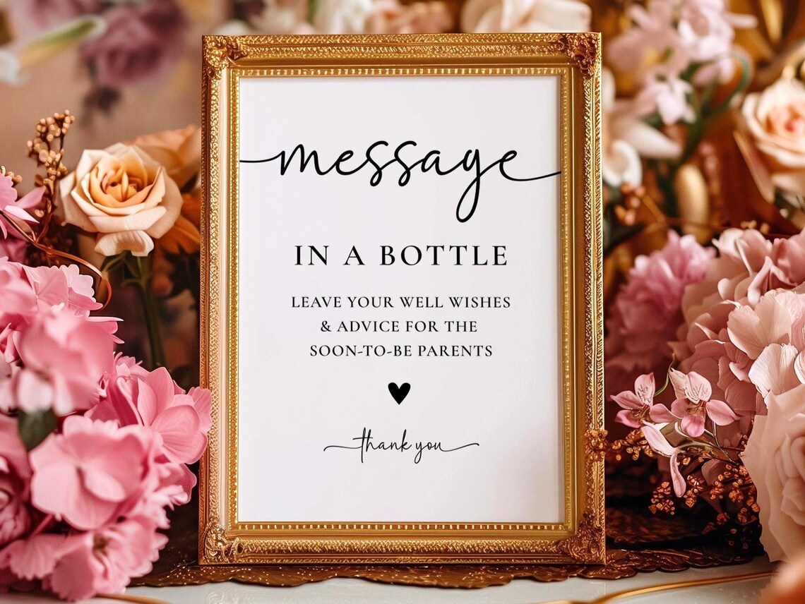 Message in A Bottle Baby Shower Sign Template, Message for Parents-to ...