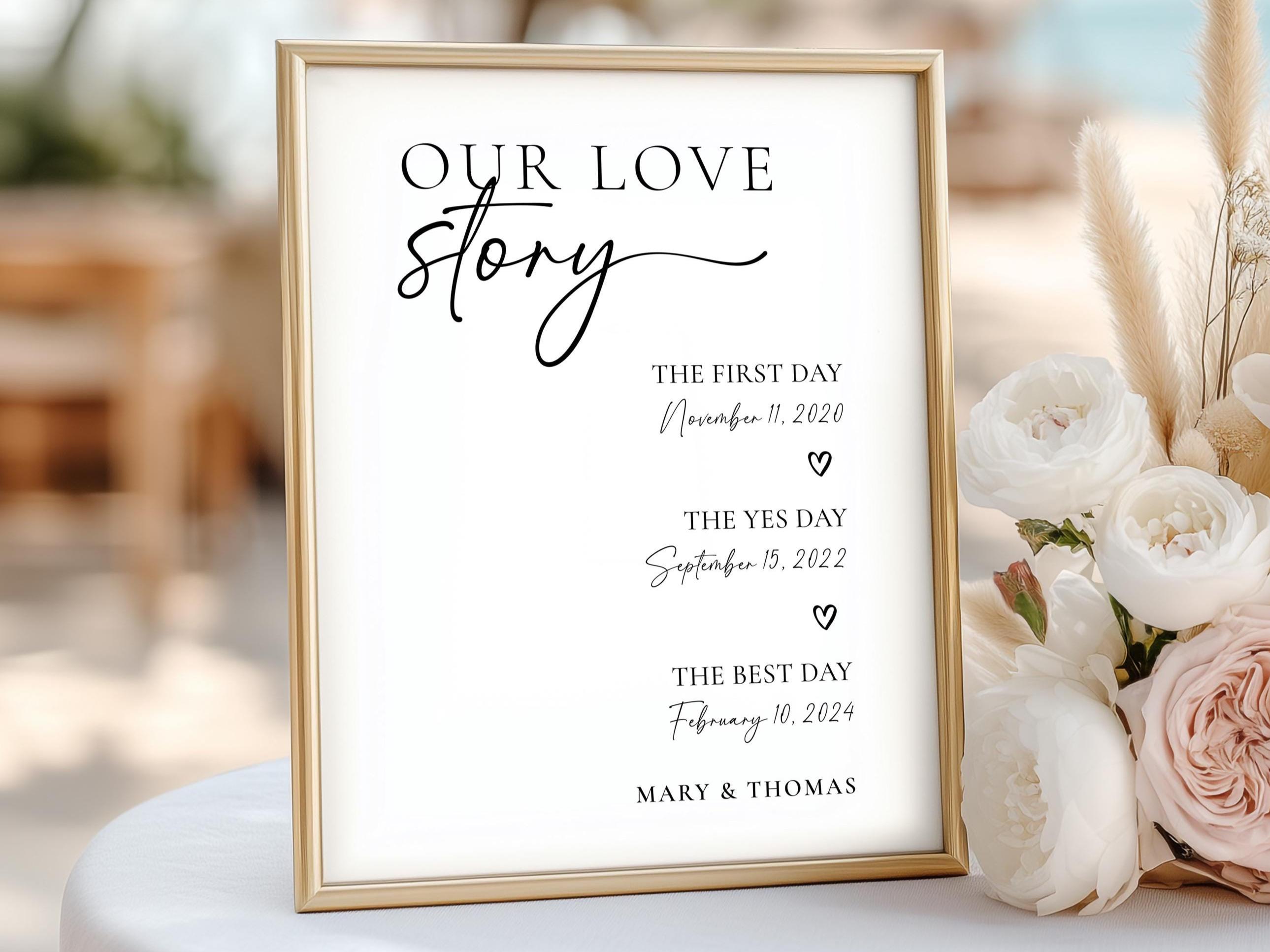 Our Love Story Wedding Sign, Couple Timeline Sign, First Day, Yes Day ...