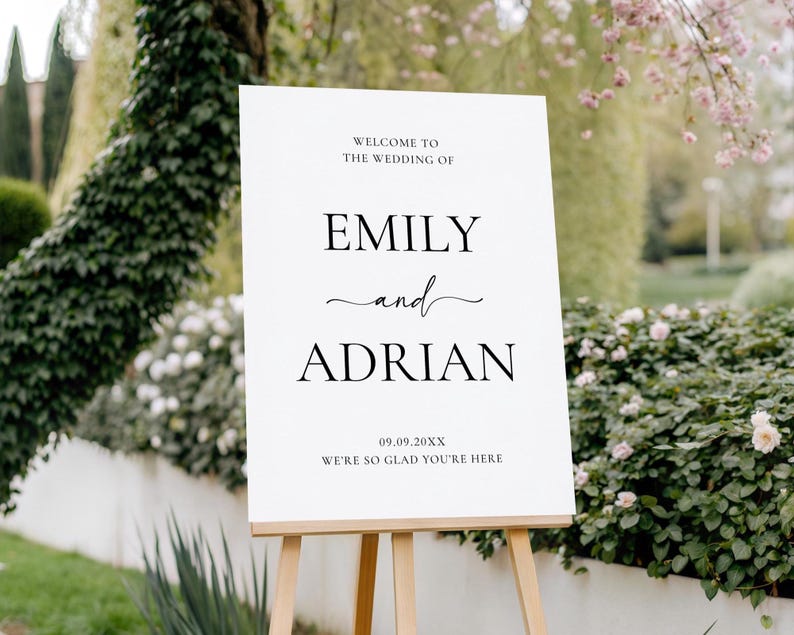 Minimalist Wedding Welcome Sign, Elegant Wedding Welcome Sign, Modern ...