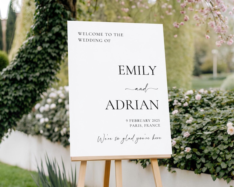 Minimalist Wedding Welcome Sign, Elegant Wedding Welcome Sign, Modern ...