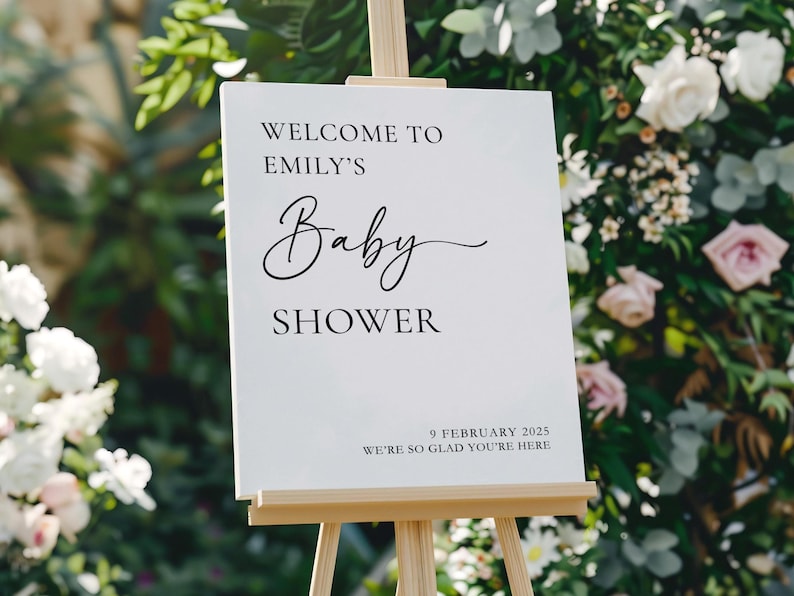 Baby Shower Welcome Sign, Minimalist Baby Shower Decor, Editable Canva ...
