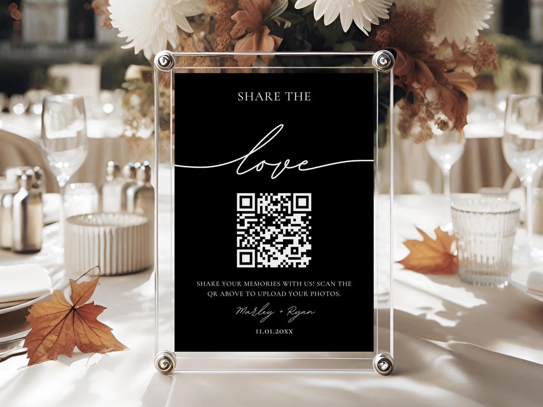Share the Love QR Code Wedding Sign Wedding Photo Sign Printable and ...