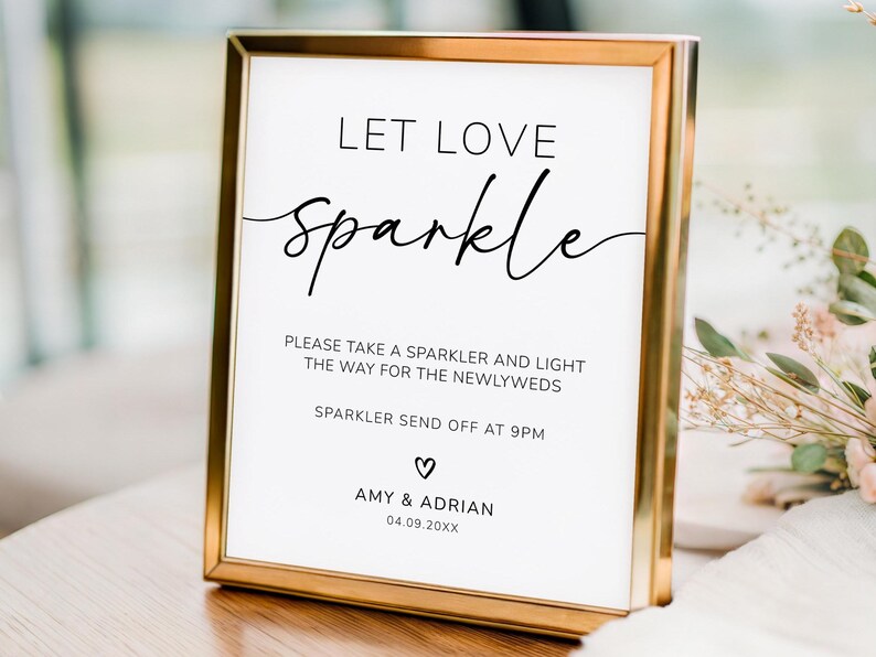 Let Love Sparkle Wedding Sign, Sparkler Send off Sign, Wedding Sparks ...