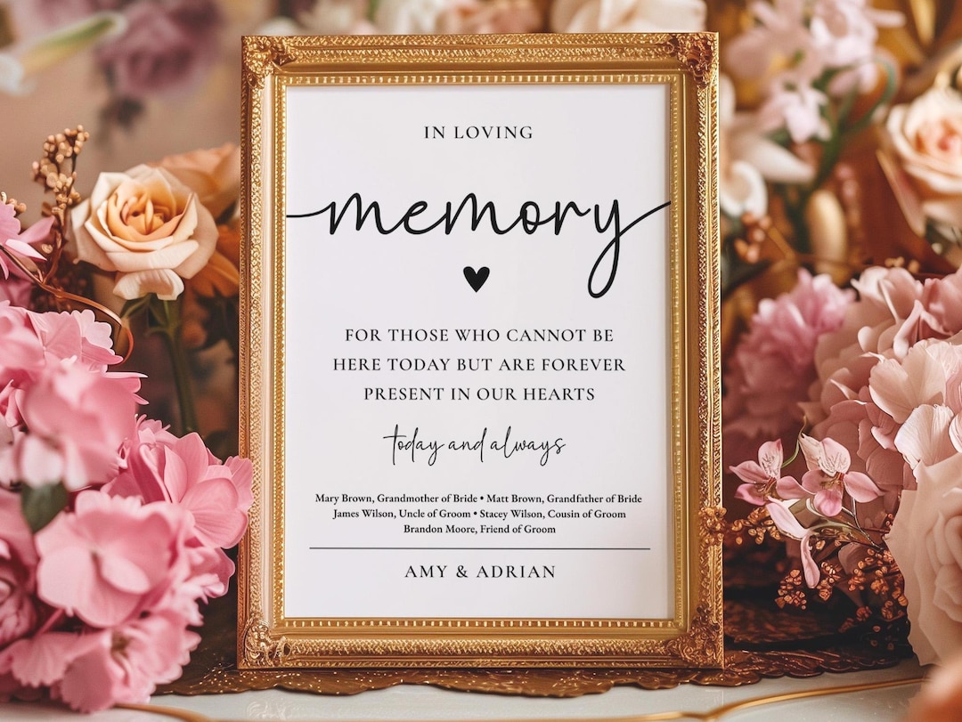 In Loving Memory Sign, Minimalist Wedding Memorial Table Sign, Wedding ...