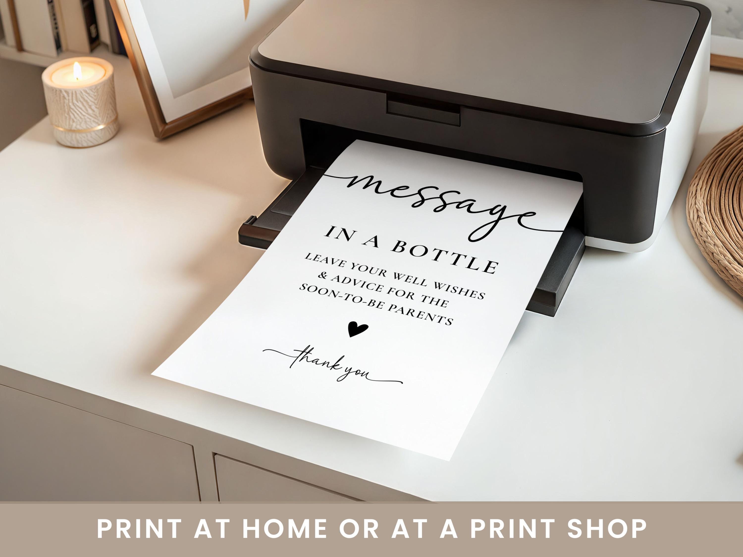 Message in A Bottle Baby Shower Sign Template, Message for Parents-to ...