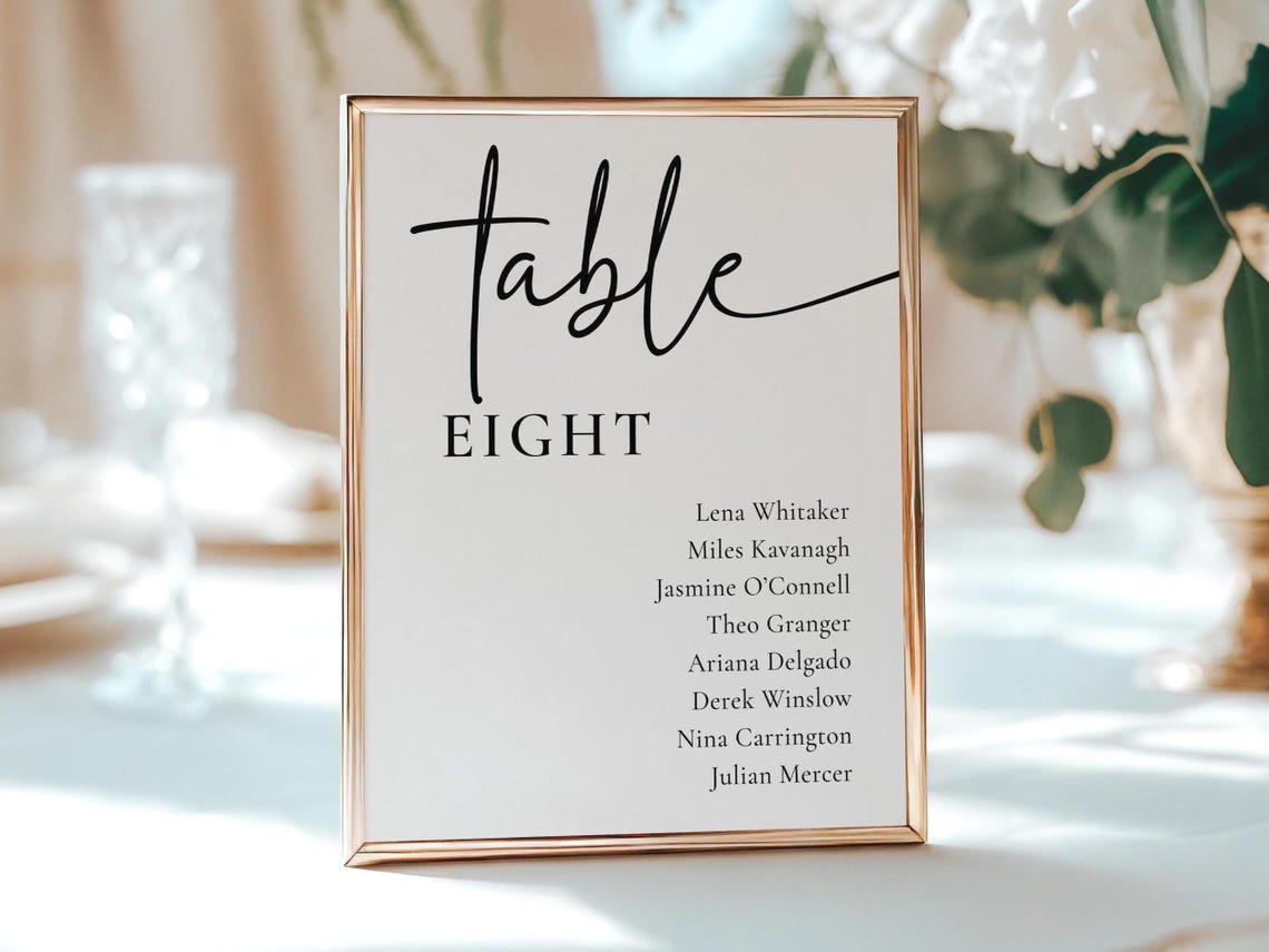 Wedding Table Number Sign, Table Name List Place Card, Table Number ...