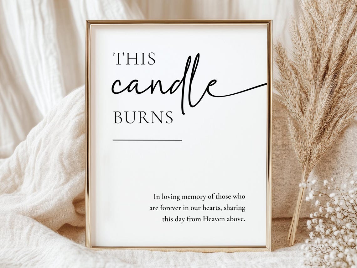This Candle Burns Memorial Sign, in Loving Memory Sign, Memorial Candle ...