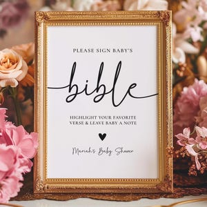 Baby's Bible Sign, Baby Shower Bible Guestbook Sign, Sign Baby's Bible ...