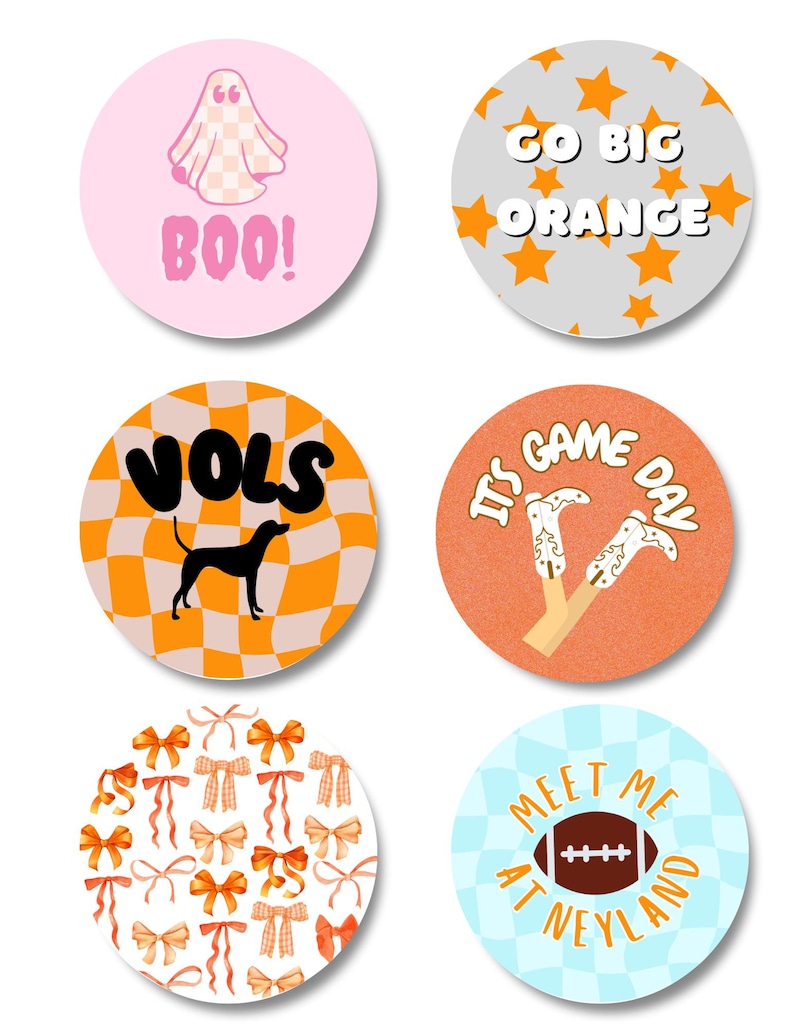 Tennessee Gameday Buttons: Girly Tailgate Pins, Vols Spirit (2.25 Inch ...