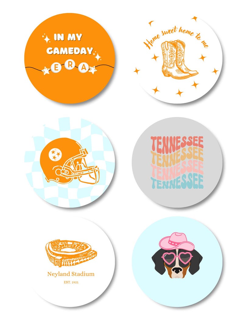 University of Tennessee College Gameday Buttons Tailgate Pins 2.25 Inch ...