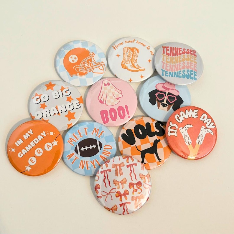 Tennessee Gameday Buttons: Girly Tailgate Pins, Vols Spirit (2.25 Inch ...