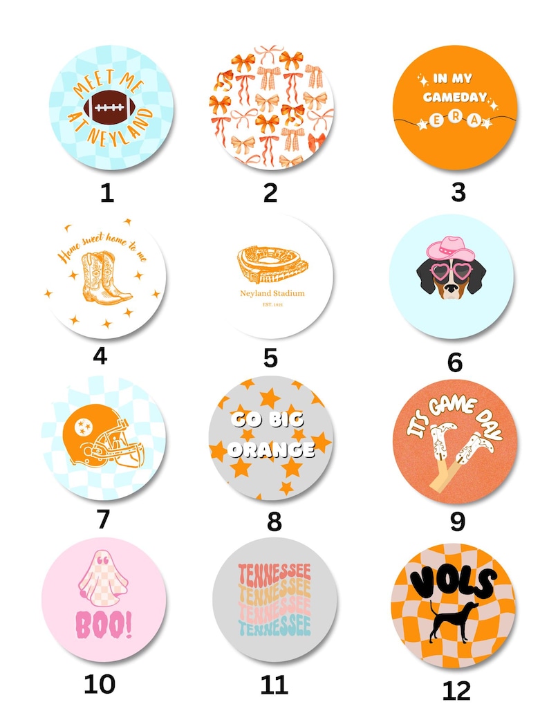 Tennessee Gameday Buttons: Girly Tailgate Pins, Vols Spirit (2.25 Inch ...