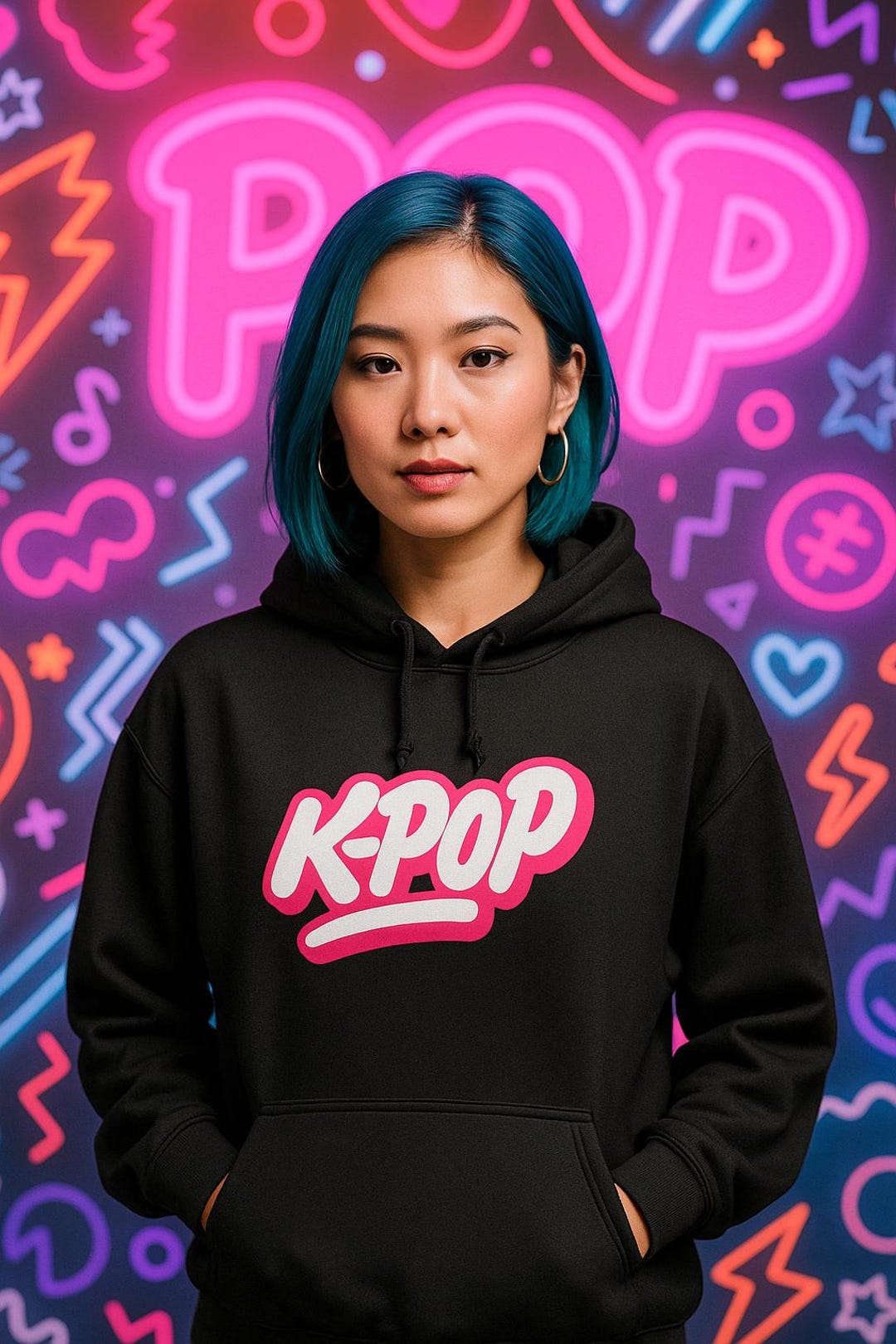 KPOP Graphic Hoodie Cute Bold Lettering Korean Pop Fan Sweatshirt ...