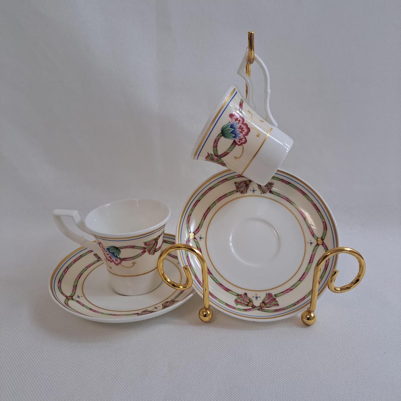 Heinrich Villeroy & Boch Ars Vivendi Bone China Cups and Saucers Set of ...