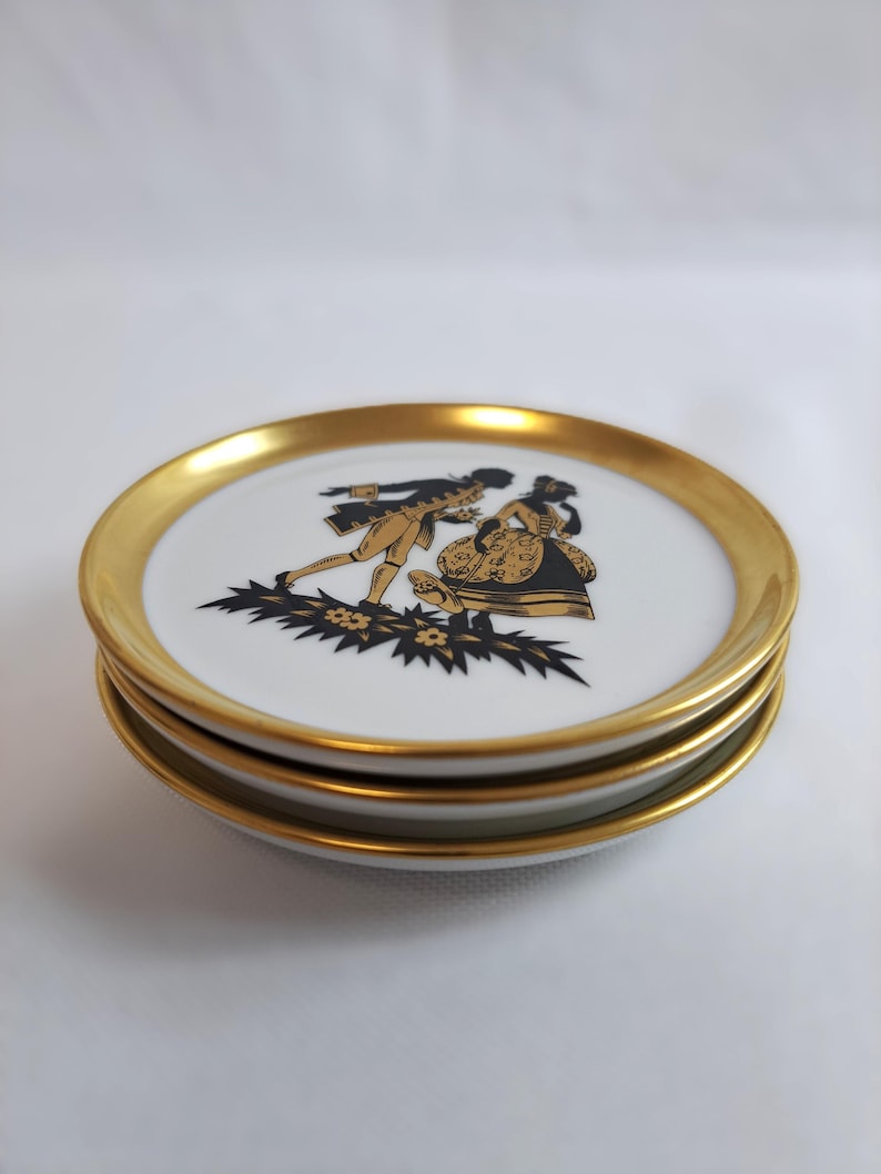 Vintage Fürstenberg Porcelain Coasters Set of 3 – West Germany – Black ...