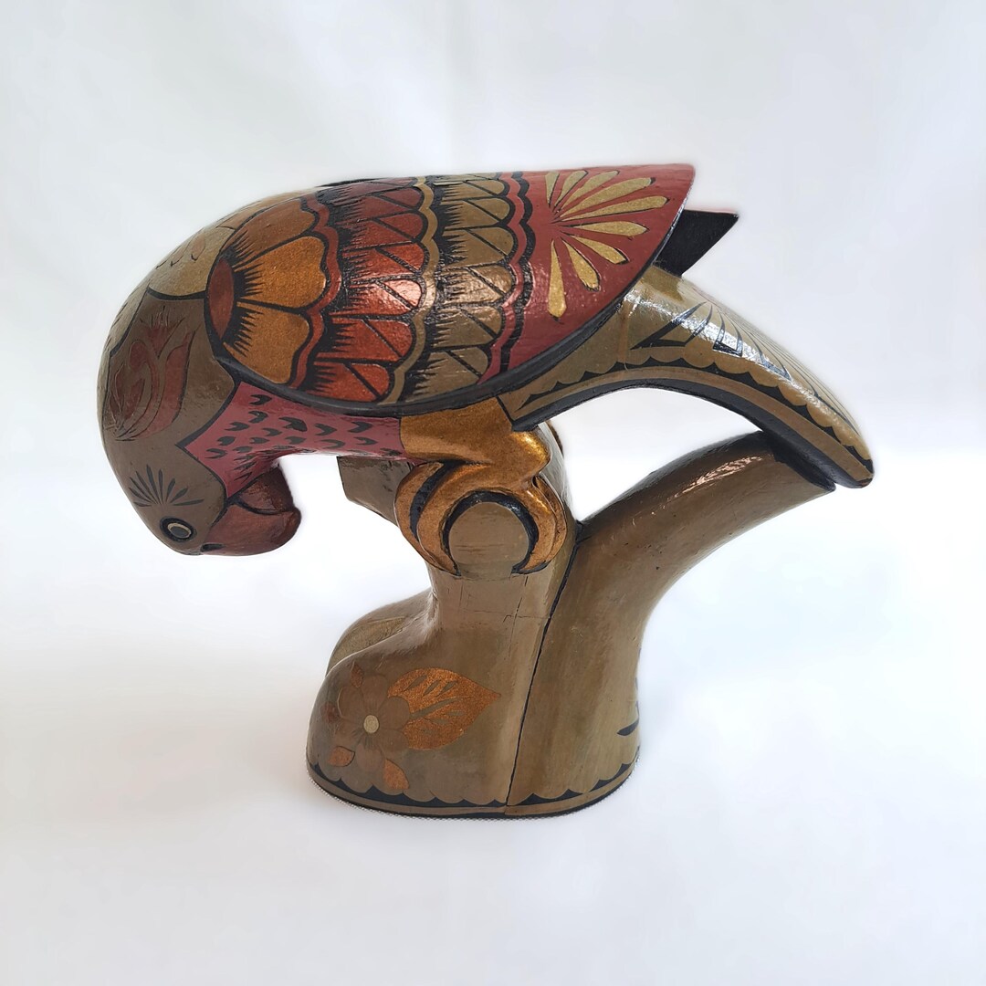 Wooden Sculpture, Handmade Colombian Wooden Parrot. Handcrafted and ...