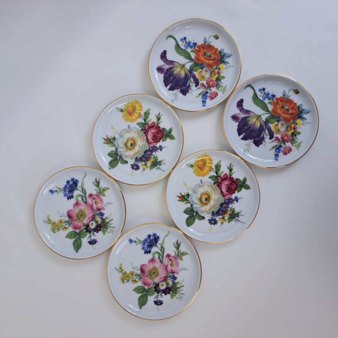 Fürstenberg Vintage Floral Set of Six / Coasters / Decorative Plates ...
