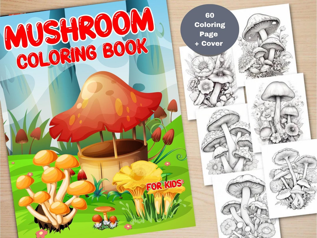 30 Fantasy Mushroom Coloring Pages Printable PDF Grayscale Floral ...