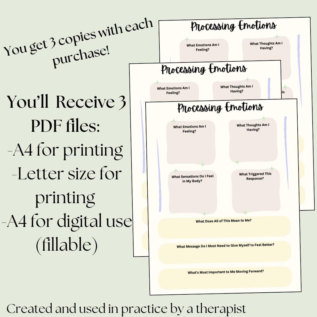 Processing Emotions Worksheet - Etsy