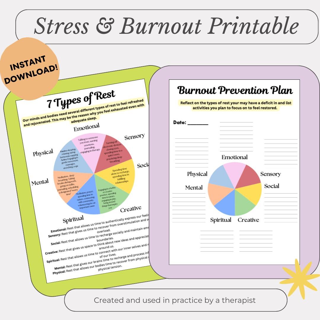 Stress and Burnout Worksheet - Etsy