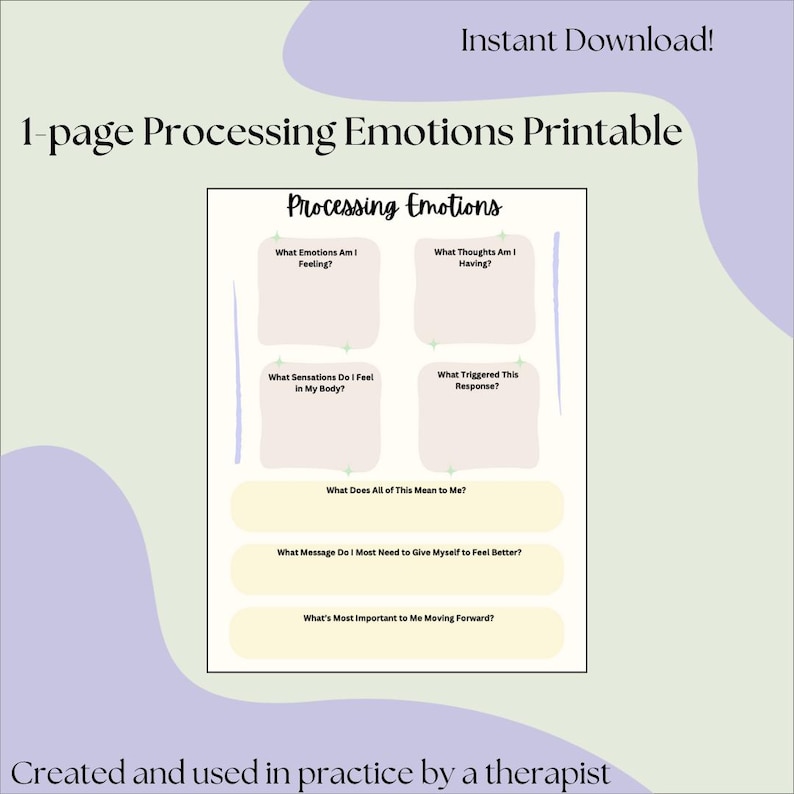 Processing Emotions Worksheet - Etsy
