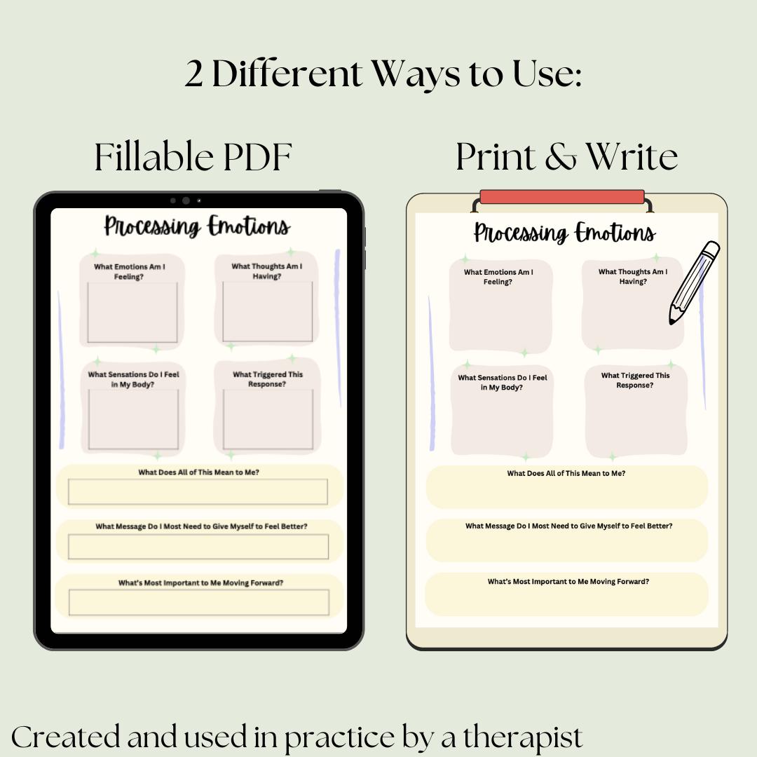 Processing Emotions Worksheet - Etsy