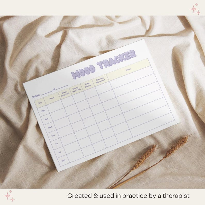 Mood Tracker Worksheet - Etsy