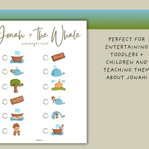 Jonah and the Whale Scavenger Hunt Printable, Indoor Activity ...
