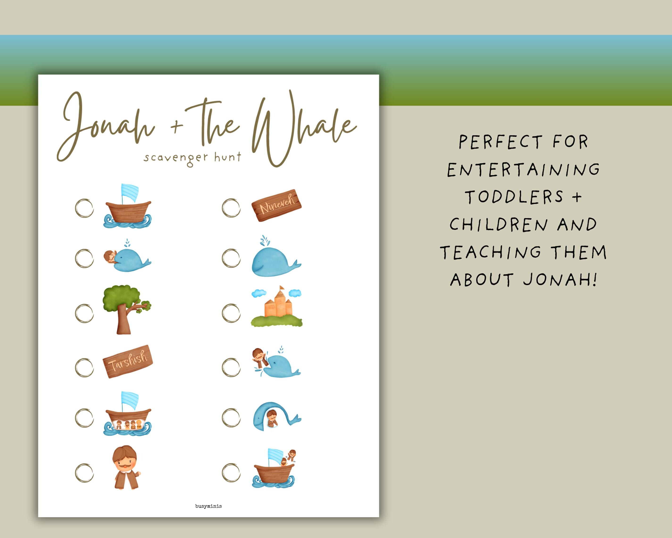 Jonah and the Whale Scavenger Hunt Printable, Indoor Activity ...