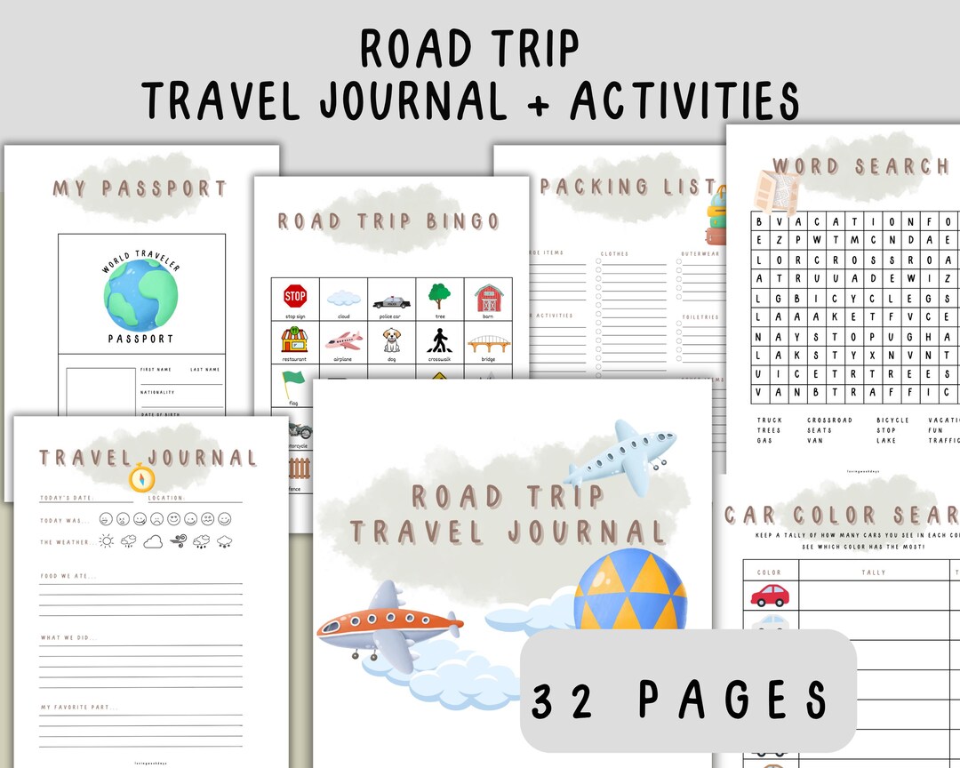 Kids Road Trip Activity Journal: Printable Travel Games (PDF) - Etsy