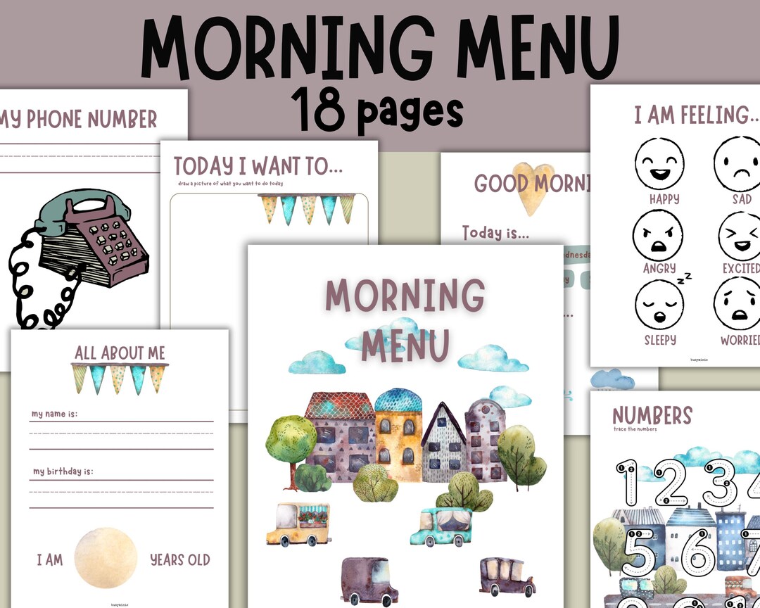 Homeschool Morning Menu: Printable Learning Activities (PDF) - Etsy