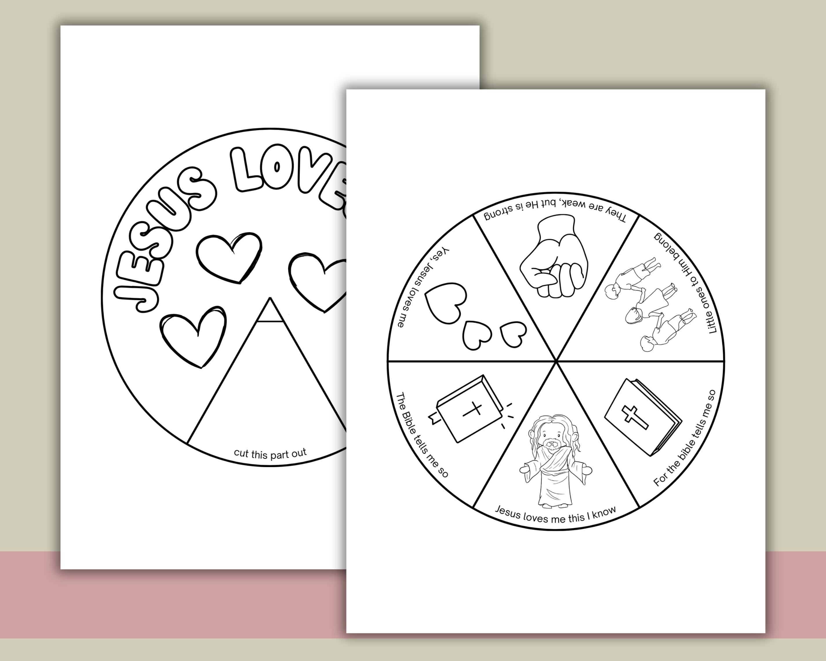 Jesus Loves Me Coloring Wheel: Christian Craft (PDF Printable) - Etsy