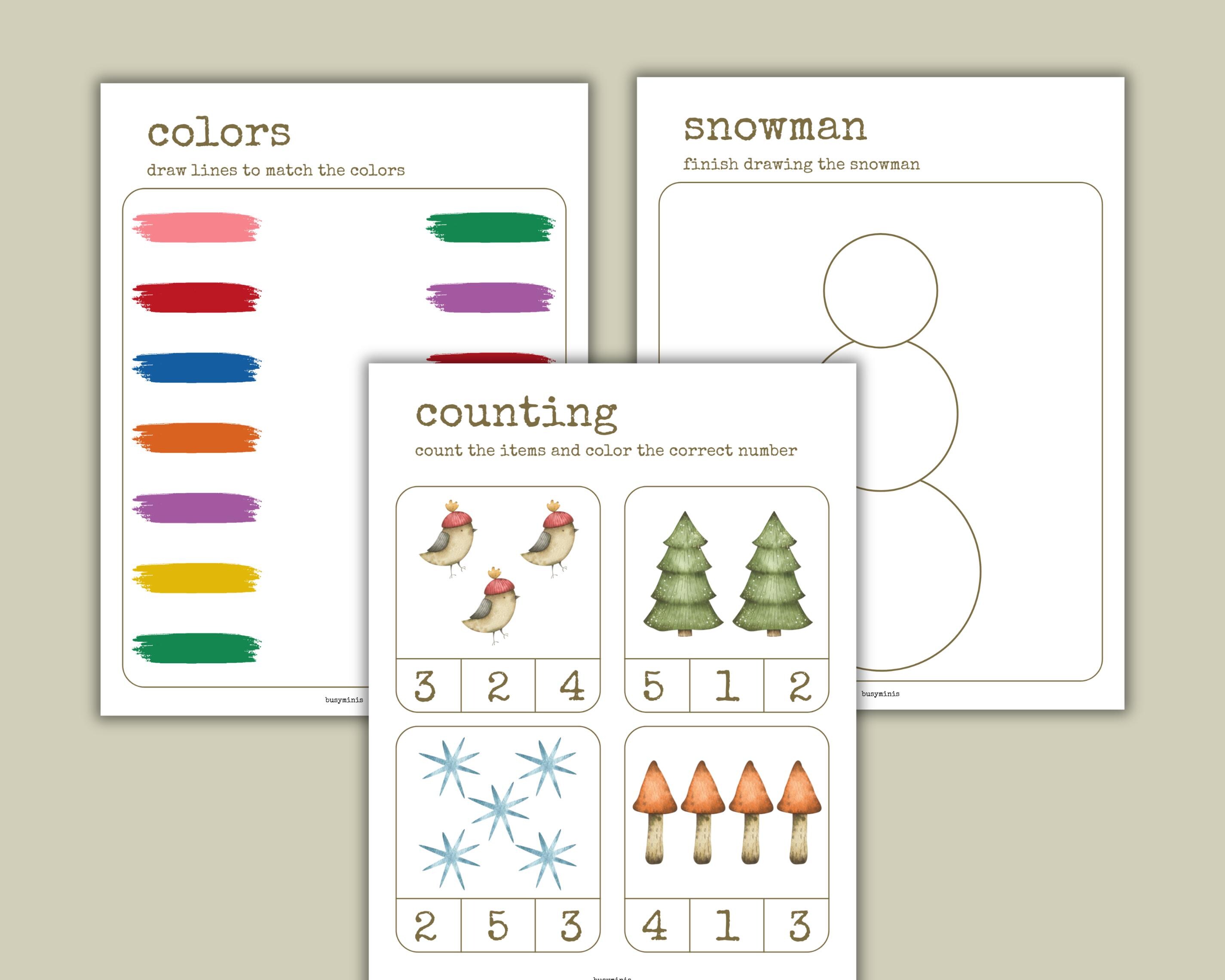 Toddler Winter Morning Menu Printable, Preschool Winter Worksheets ...