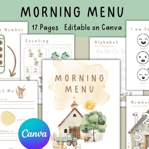 Editable Homeschool Farm Morning Menu: CANVA Template (PDF Download) - Etsy