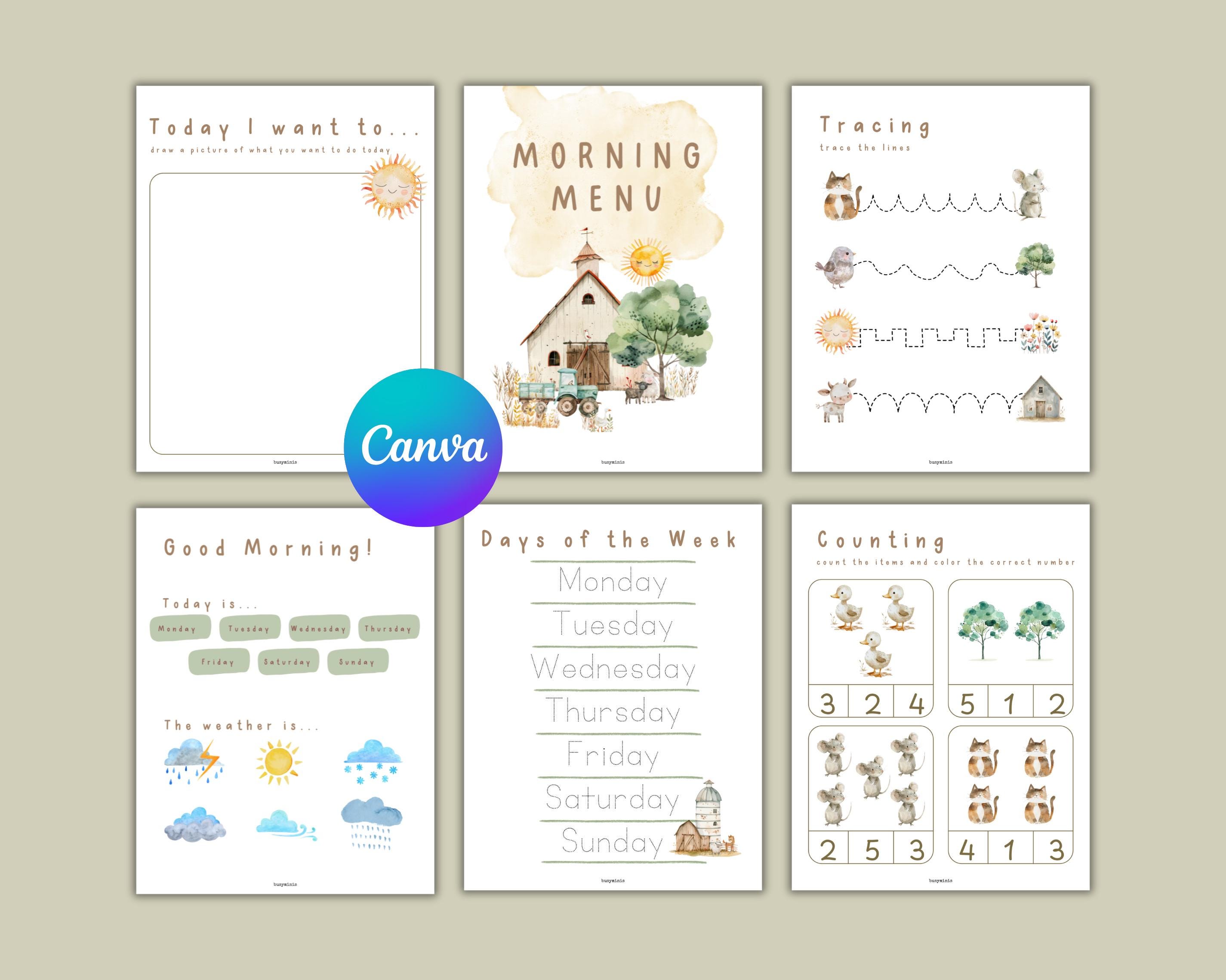 Editable Homeschool Farm Morning Menu: CANVA Template (PDF Download) - Etsy