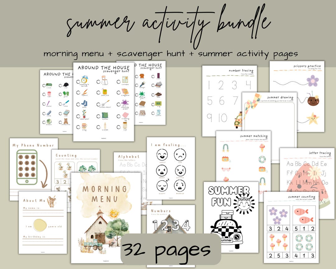 Summer Activity Pack: Preschool Printable Worksheets (age 2-5) (PDF) - Etsy