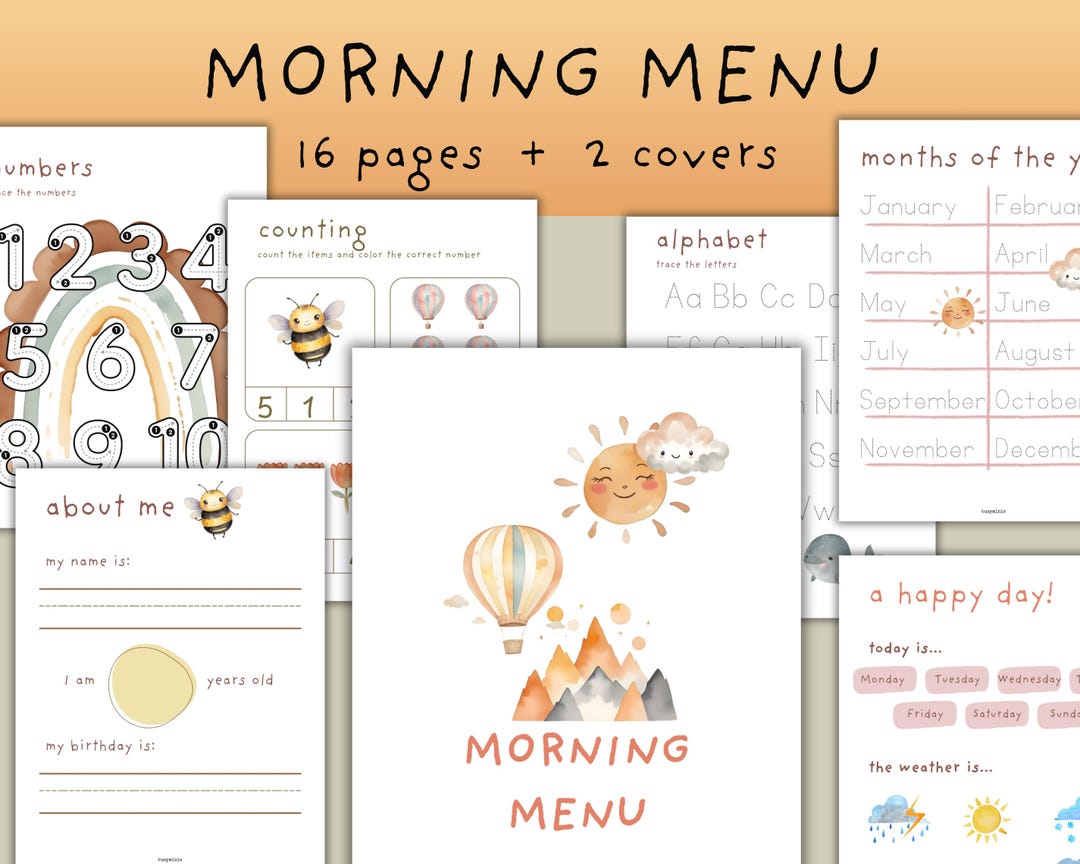 Toddler Morning Menu Printable: Preschool Learning Activities (PDF) - Etsy