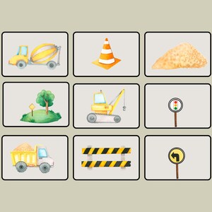 Construction Memory and Matching Game Printable, Kids Memory Game ...