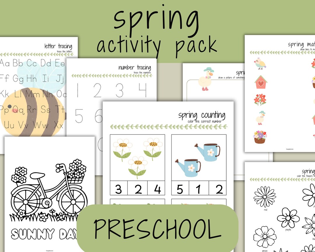 Spring Preschool Activity Pack, Preschool Worksheet Printable ...