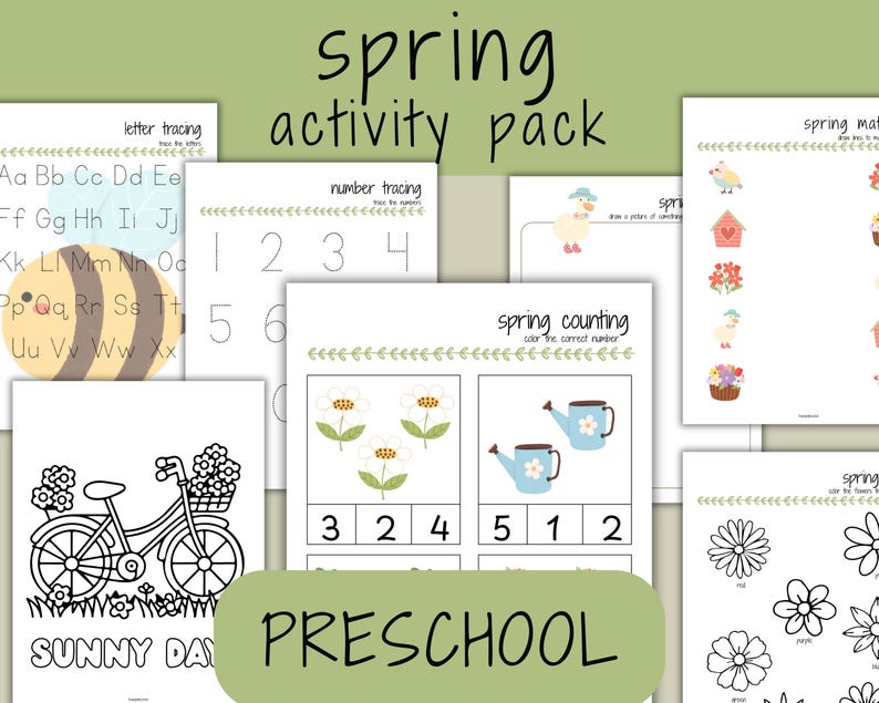 Spring Preschool Activity Pack, Preschool Worksheet Printable ...
