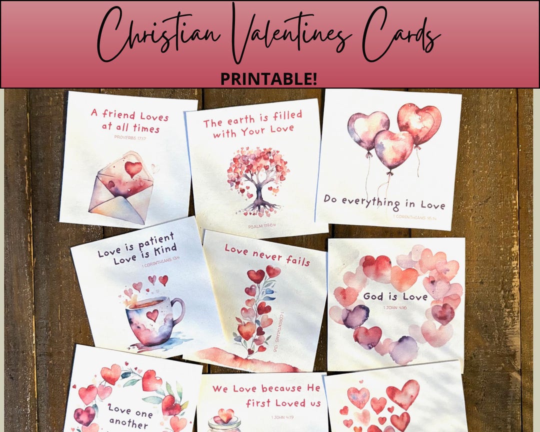 Christian Valentine's Cards: Watercolor Bible Verse Notes (printable ...