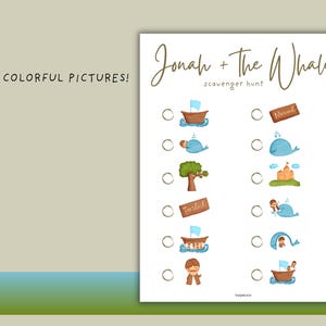 Jonah and the Whale Scavenger Hunt Printable, Indoor Activity ...