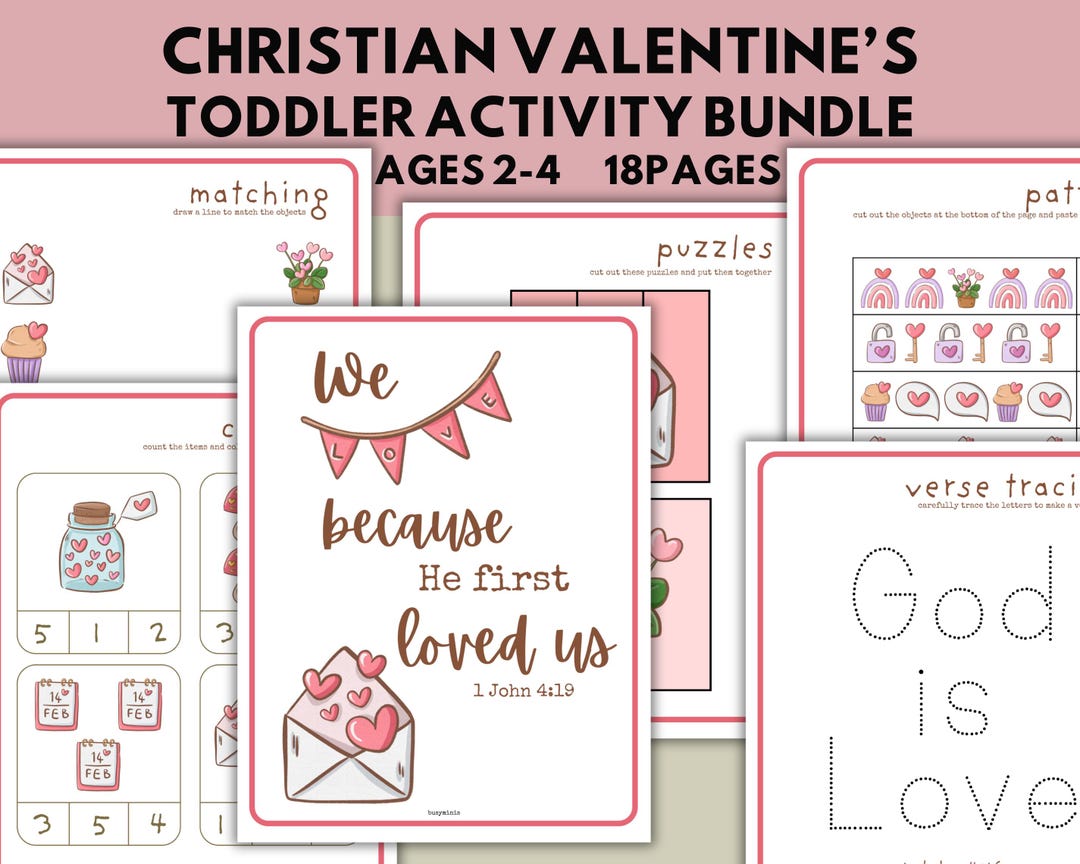 Toddler Christian Valentine's Activity Bundle Printable, Preschool ...