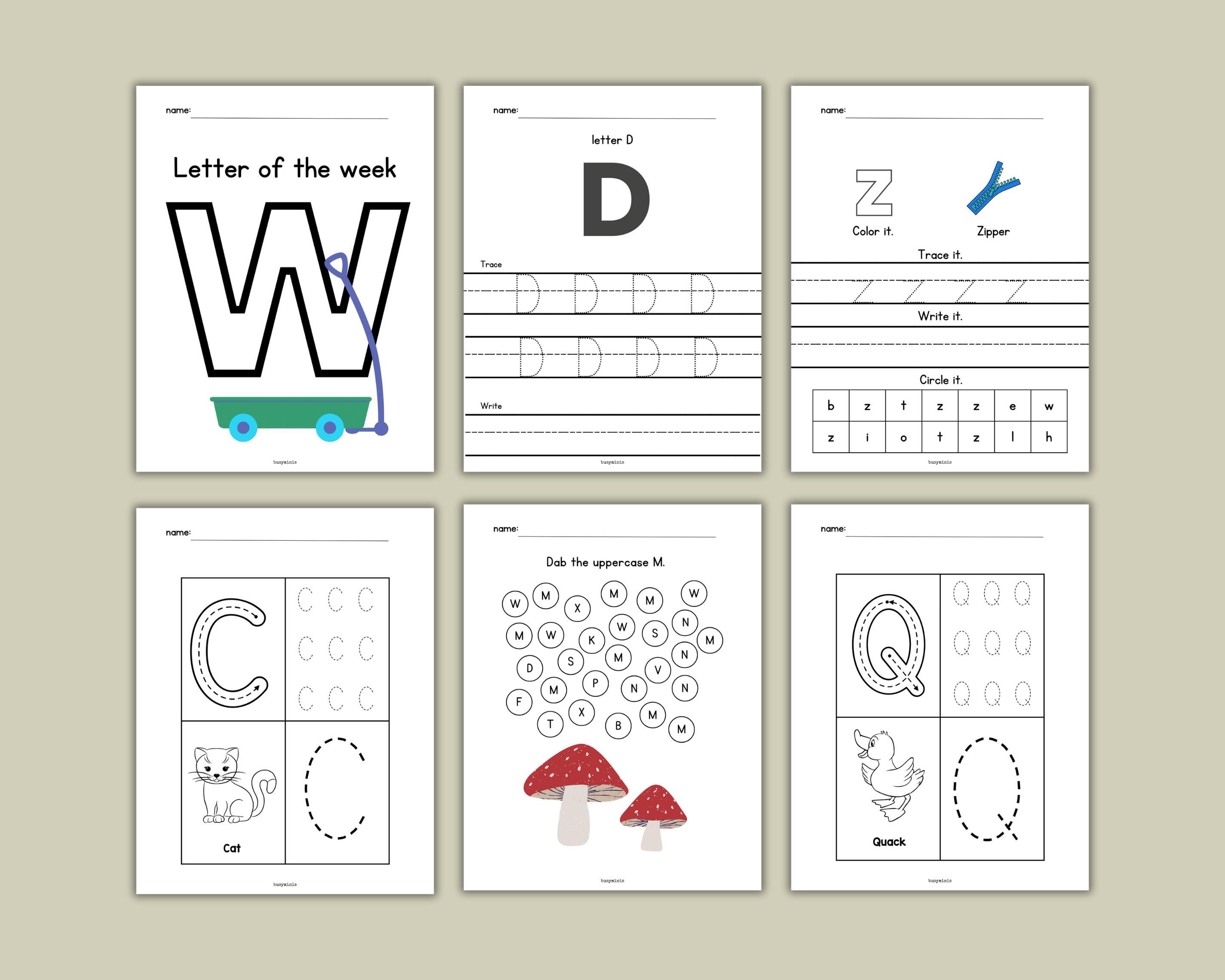 Letter of the Week Printable Bundle: Preschool Alphabet Worksheets (PDF ...