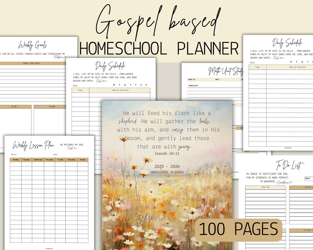 Christian Homeschool Planner Printable: Gospel-based Academic Schedule ...