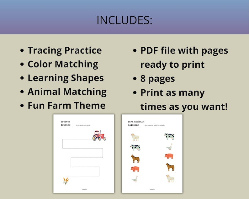 Printable Toddler Farm Worksheets, Preschool Activity, Farm Animal ...