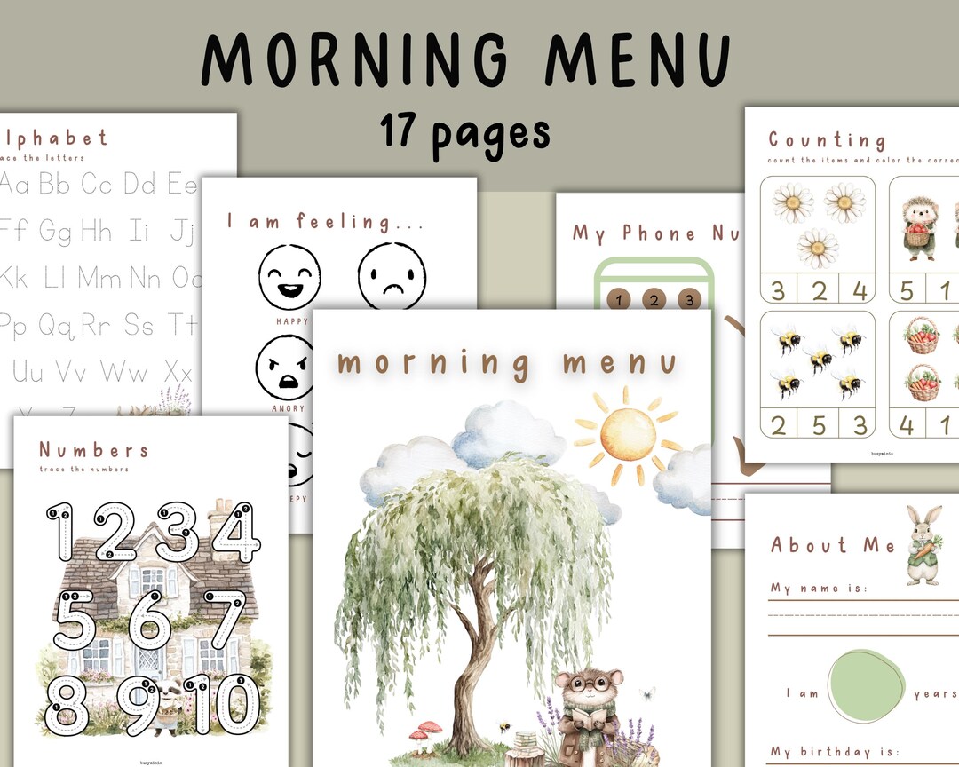 Homeschool Summer Morning Menu, Printable Morning Time Activities ...