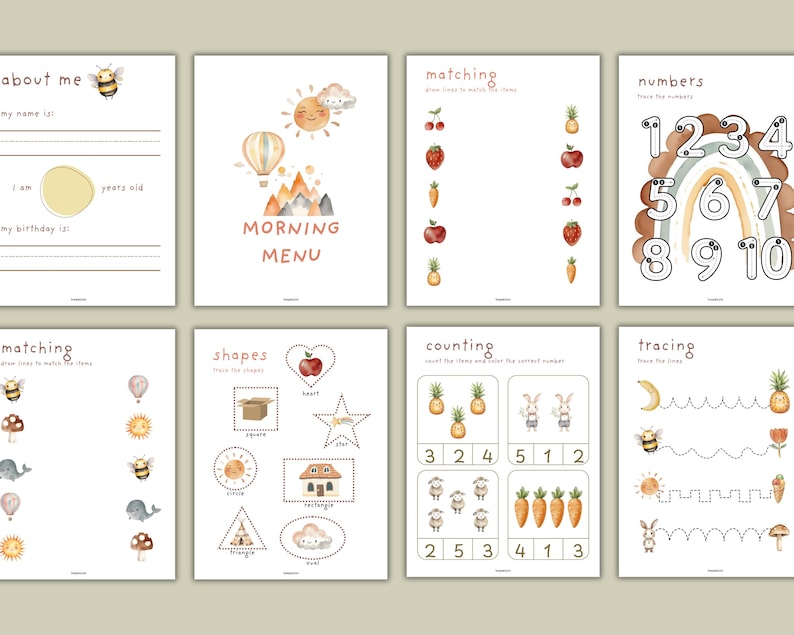 Toddler Morning Menu Printable: Preschool Learning Activities (PDF) - Etsy